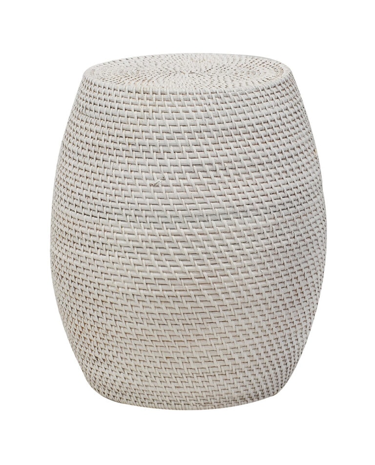 Elegant Rattan Whitewashed Side Table for Villa Spaces